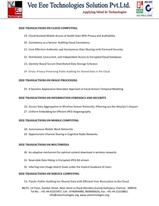 Ieee 2014 projects | PDF