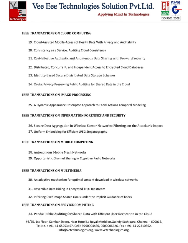 Ieee 2014 projects | PDF