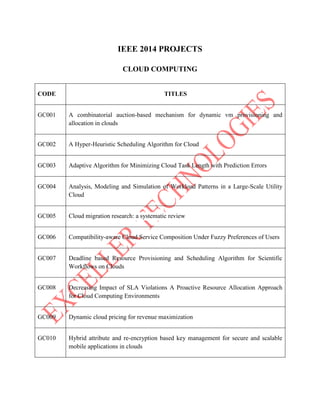 IEEE 2014 Title's list for CSC | PDF