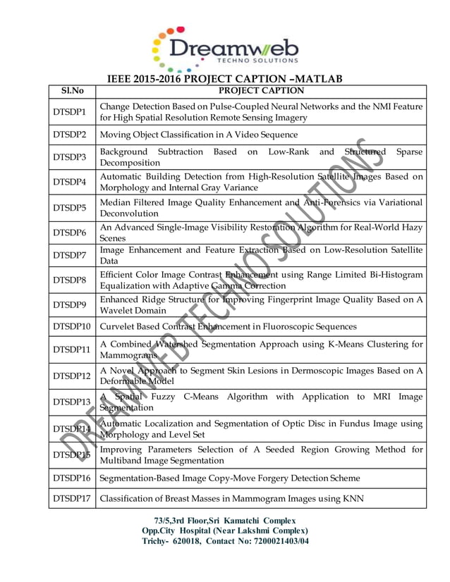 Ieee 2015 16 matlab @dreamweb techno solutions-trichy | DOCX