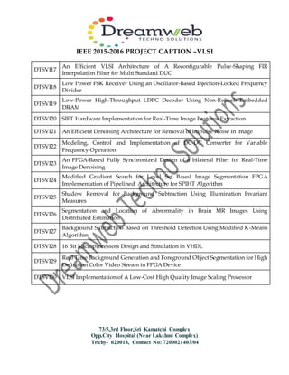 Ieee 2015 16 vlsi @dreamweb techno solutions-trichy | PDF