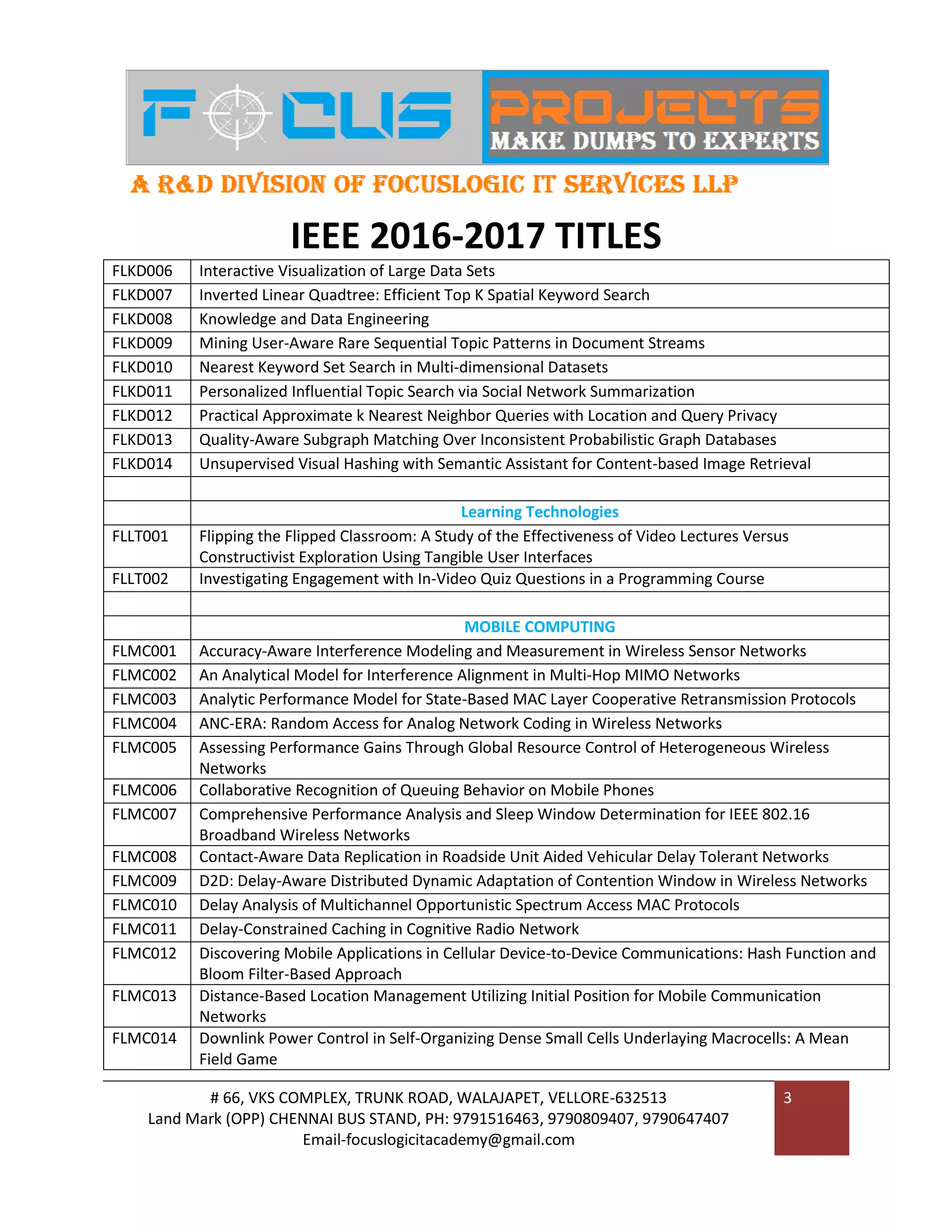 IEEE 2016-2017 SOFTWARE TITLE | PDF