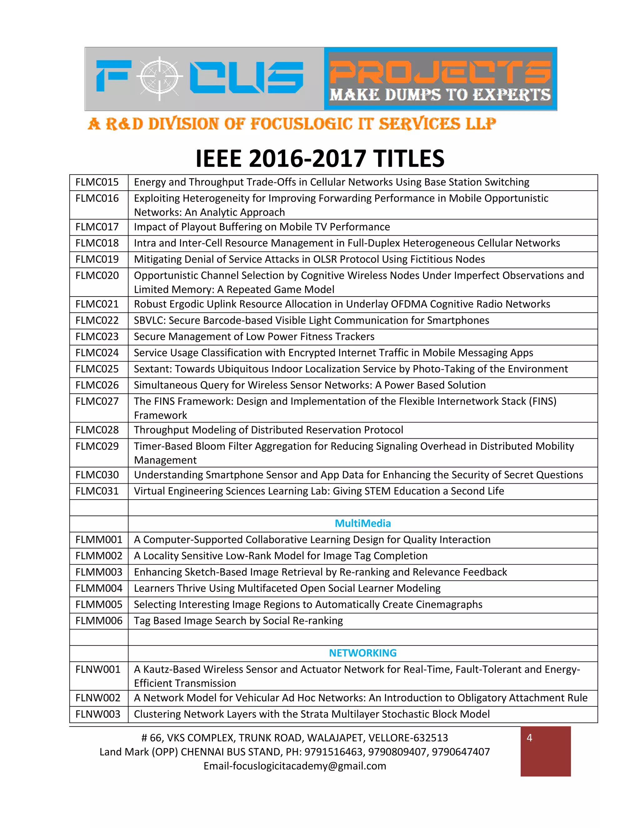 IEEE 2016-2017 SOFTWARE TITLE | PDF
