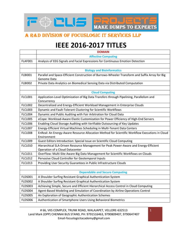 IEEE 2016-2017 SOFTWARE TITLE | PDF