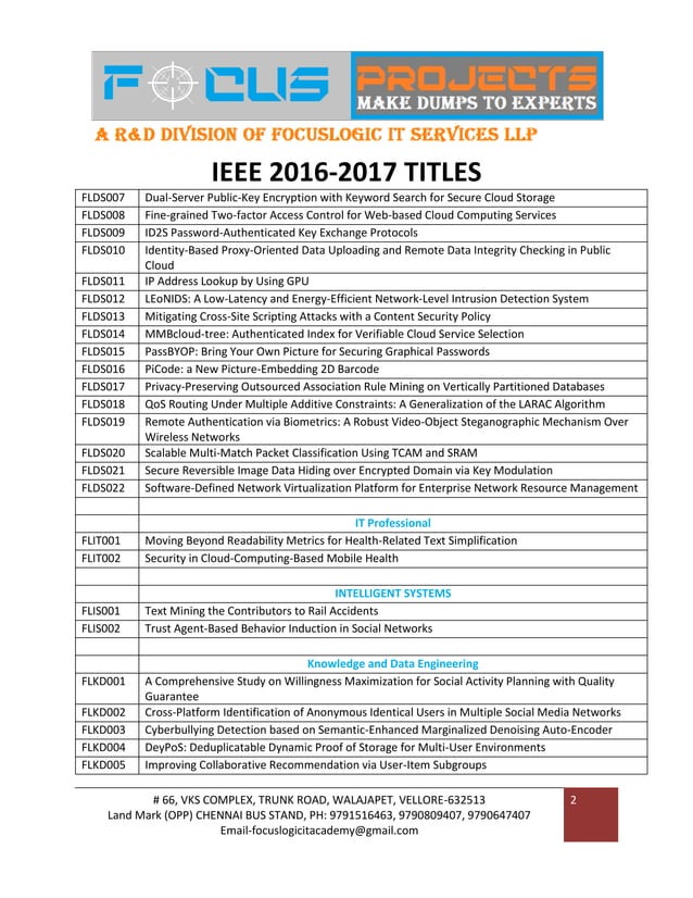 IEEE 2016-2017 SOFTWARE TITLE | PDF