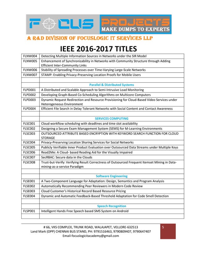 IEEE 2016-2017 SOFTWARE TITLE | PDF