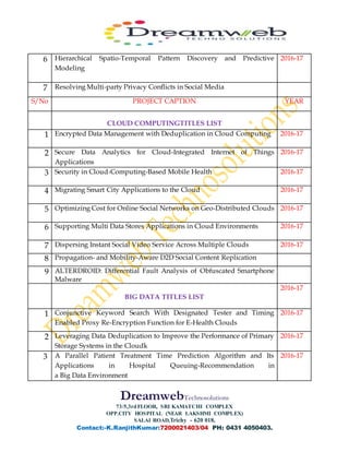 Ieee 2016 2017 titles in network security for java and dotnet | PDF