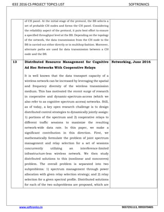 Ieee 2016 cs project topics list mtech | PDF