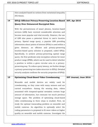Ieee 2016 cs project topics list mtech | PDF