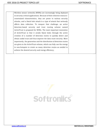 Ieee 2016 cs project topics list mtech | PDF