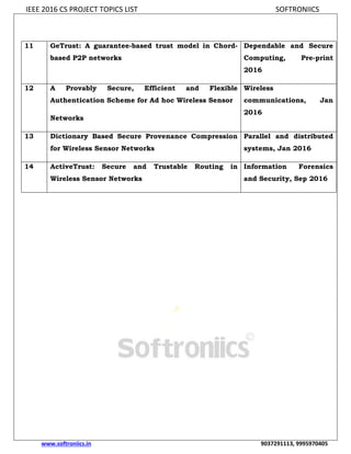 Ieee 2016 cs project topics list mtech | PDF