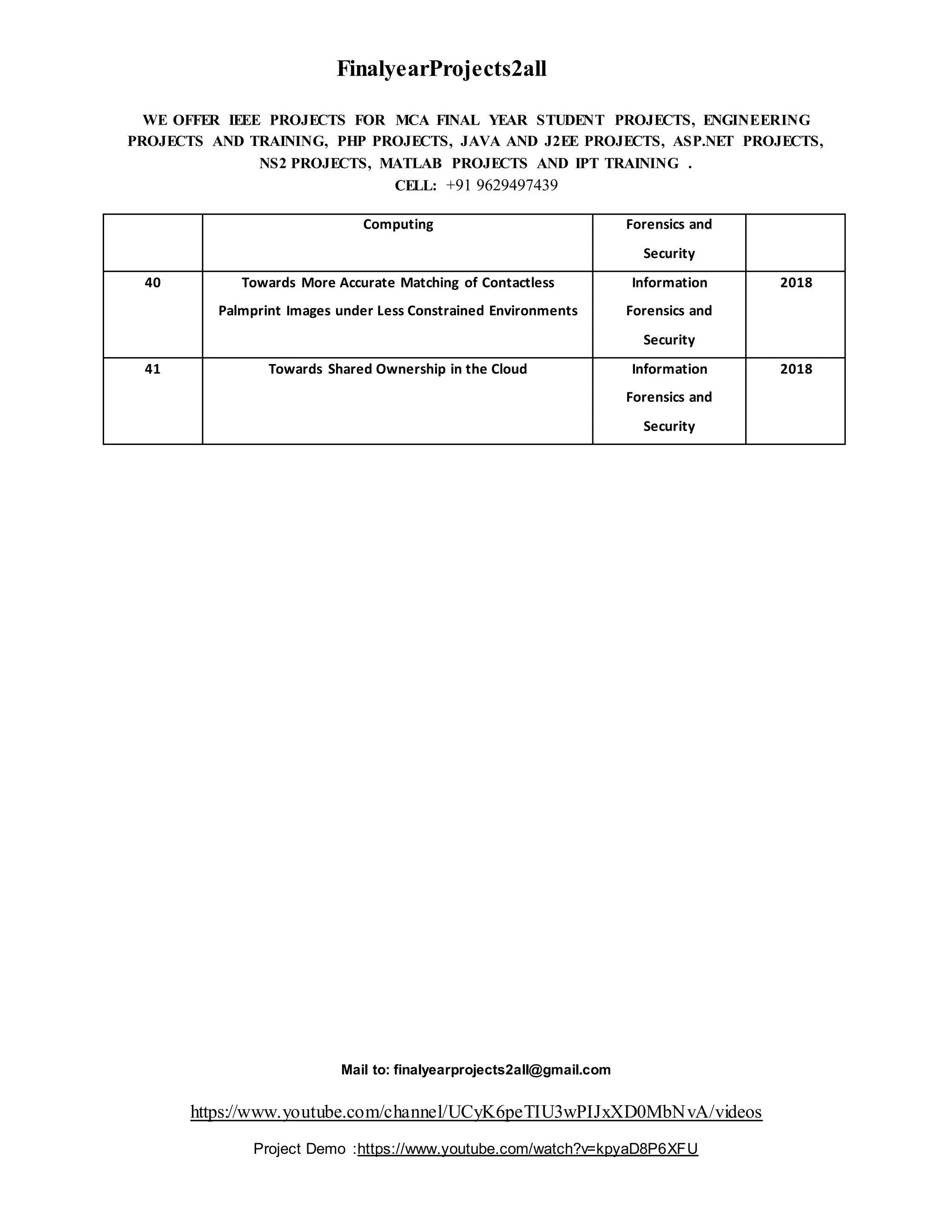 Ieee 2018 2019 project titiles | PDF