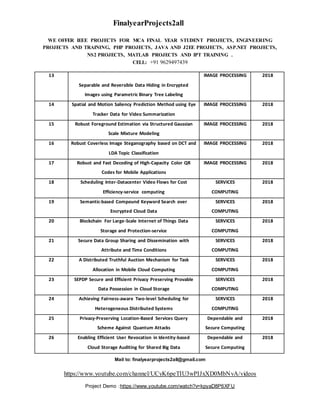 Ieee 2018 2019 project titiles | PDF