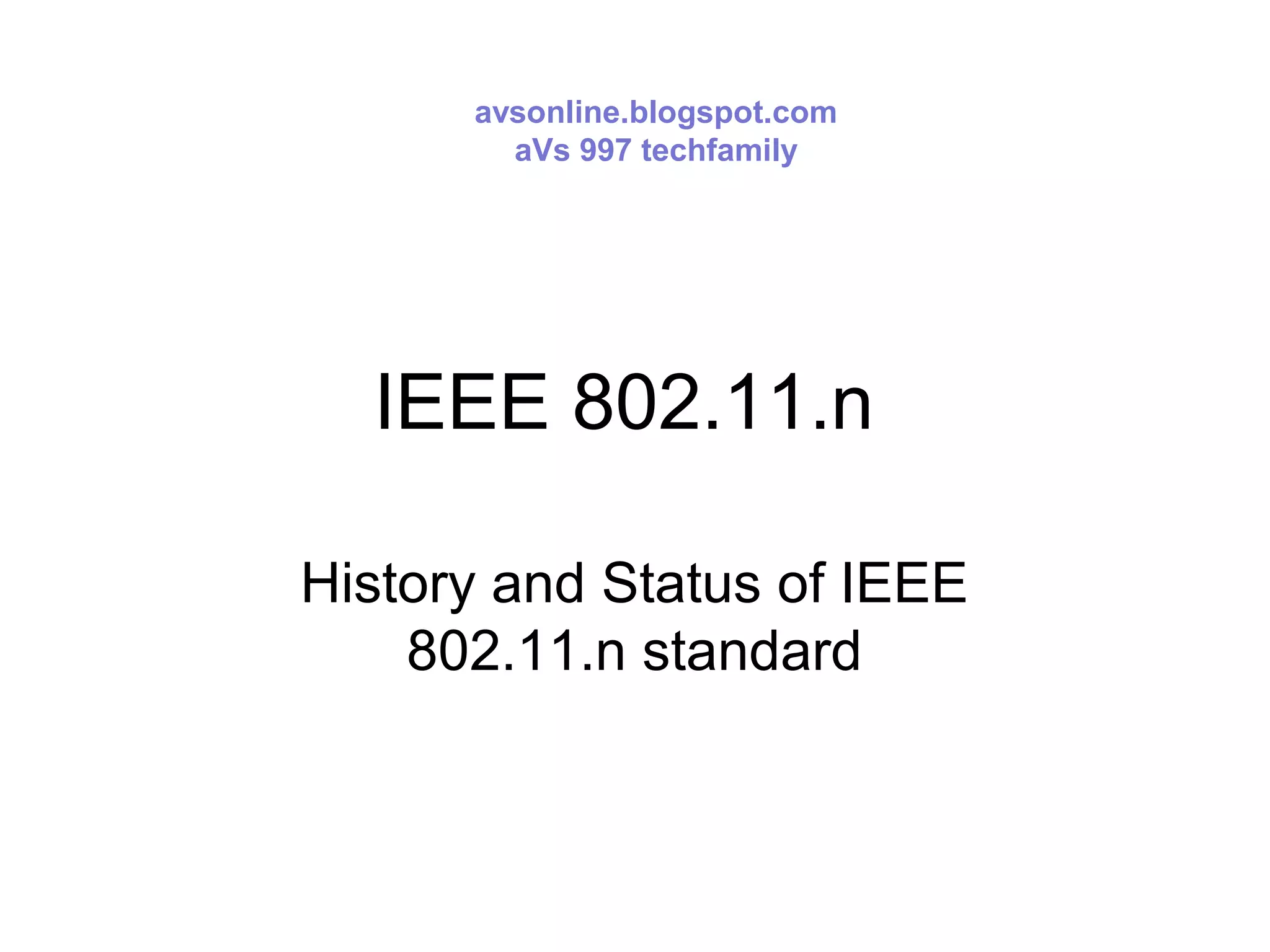Ieee 802.11.n | PPT