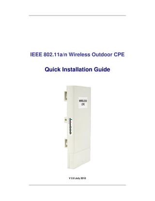 Manual CPE QUICK INSTALL GUIDE | PDF