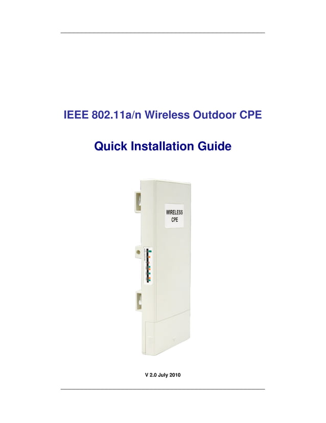 Manual CPE QUICK INSTALL GUIDE | PDF