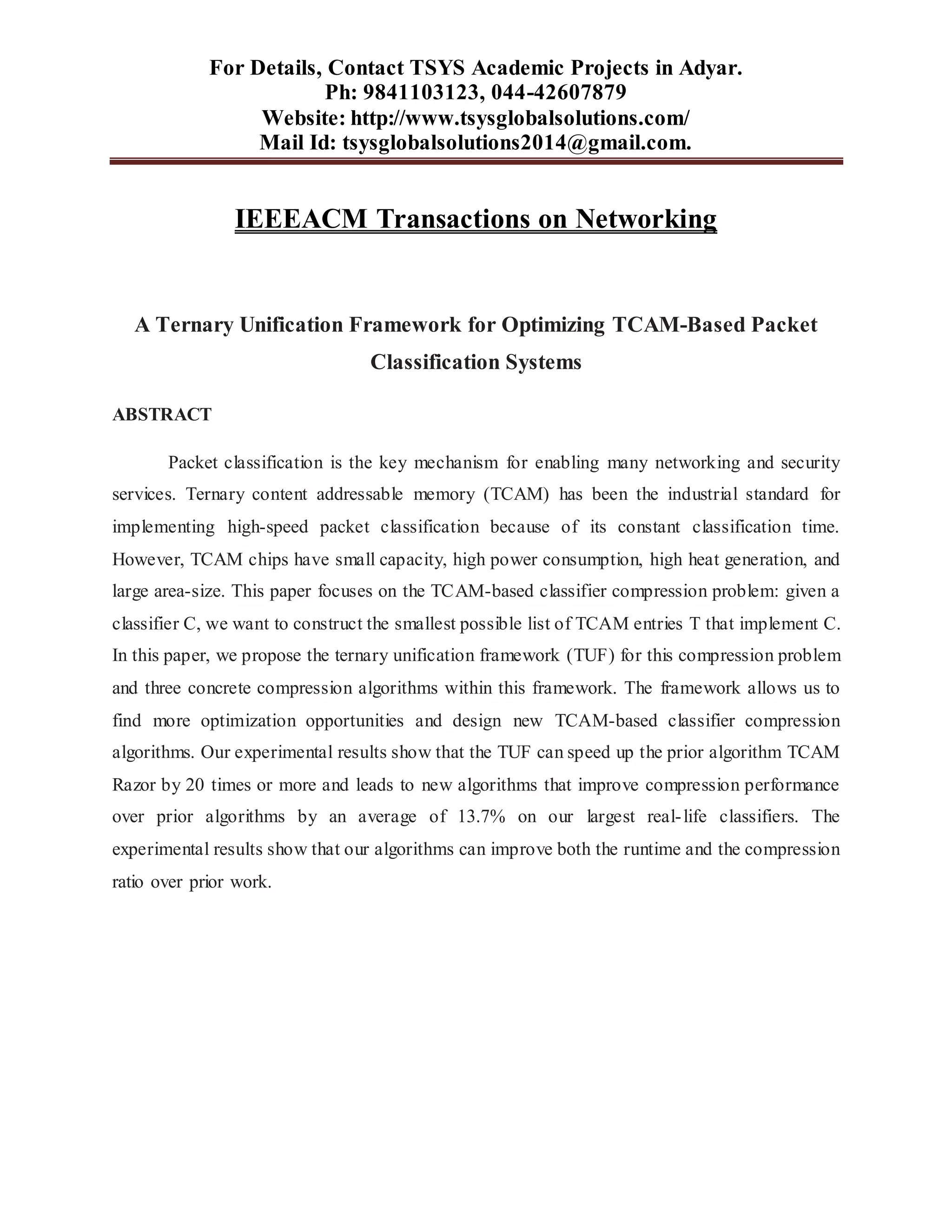 Ieee Acm Transactions 2018 On Networking Topics With Abstract For Final