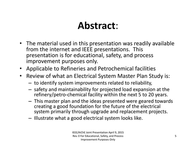 Electrical master plan for chemical engineers and managers | PDF