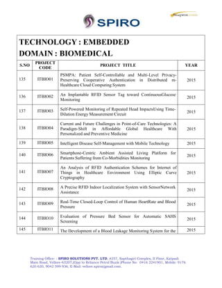 IEEE BIOMEDICAL PROJECT TITLE 2015-16 | PDF