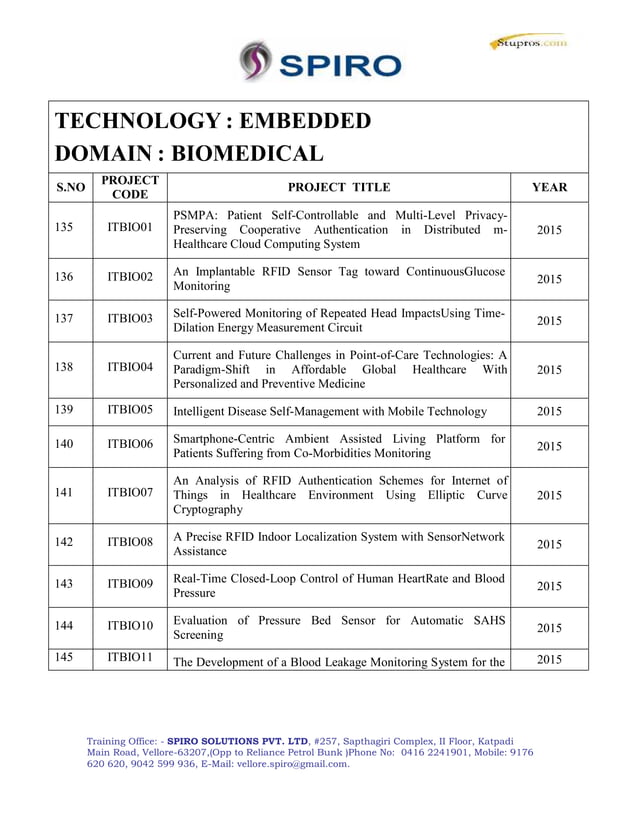 IEEE BIOMEDICAL PROJECT TITLE 2015-16 | PDF