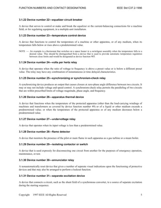 Ieee c37.2 2001 device function numbers and contact designations | PDF