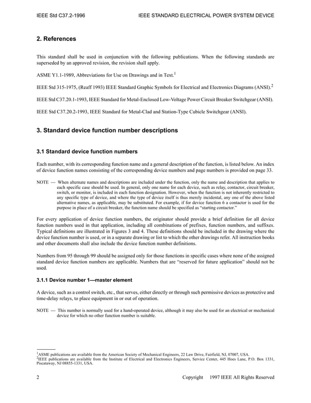 Ieee c37.2 2001 device function numbers and contact designations | PDF