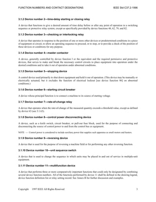 Ieee c37.2 2001 device function numbers and contact designations | PDF