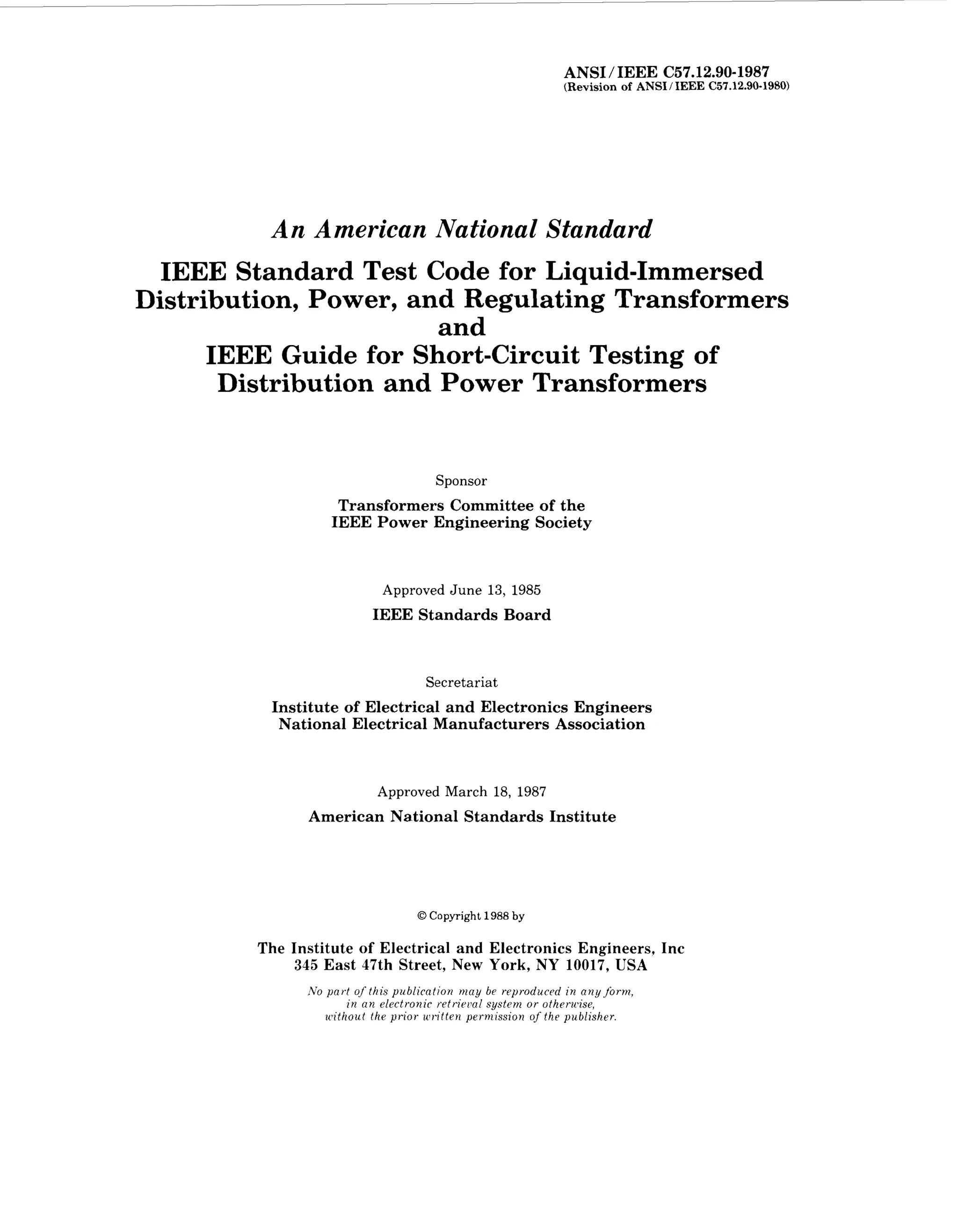 IEEE C57.12.990 AMERICAN NATIONAL STANDARD | PDF