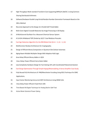 Ieeee 2014 vlsi completed projects | DOC