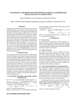 Leveraging a discriminative Dictionary learning for ECG Classification | PDF