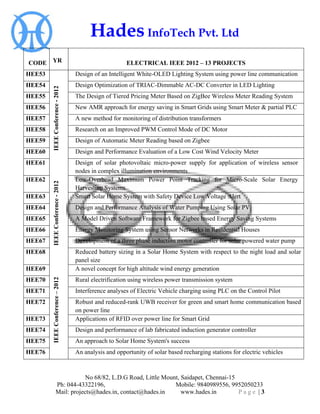 Electrical IEEE 2012 Project @ Hades InfoTech | PDF