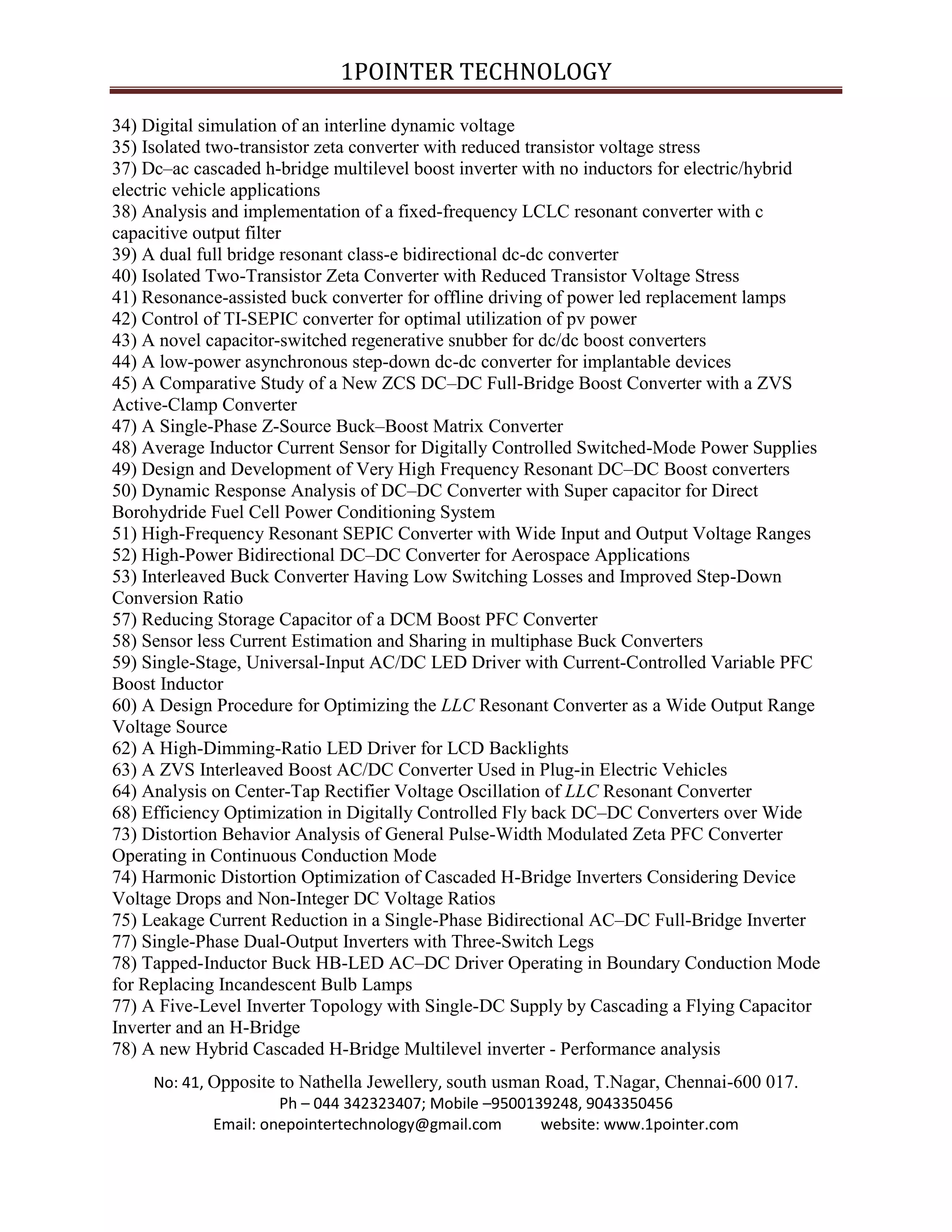 Final year Ieee power electronics project titles 2013 2014 | DOCX