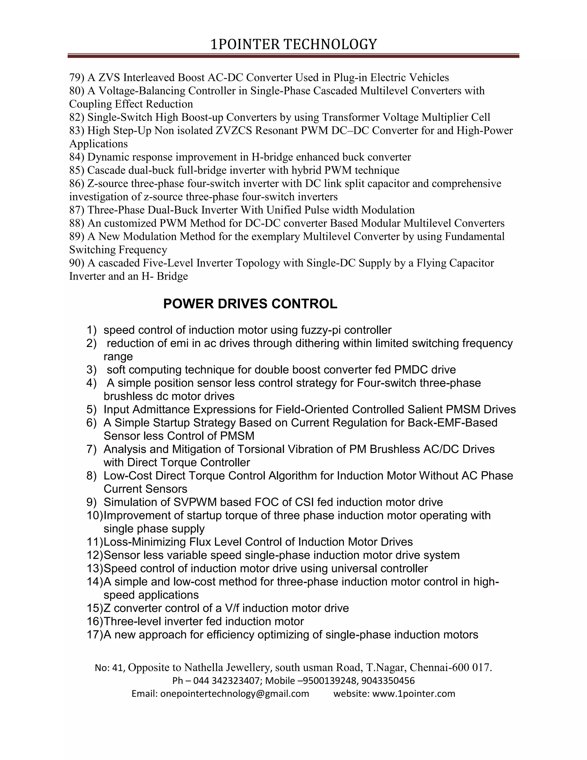 Final year Ieee power electronics project titles 2013 2014 | DOCX