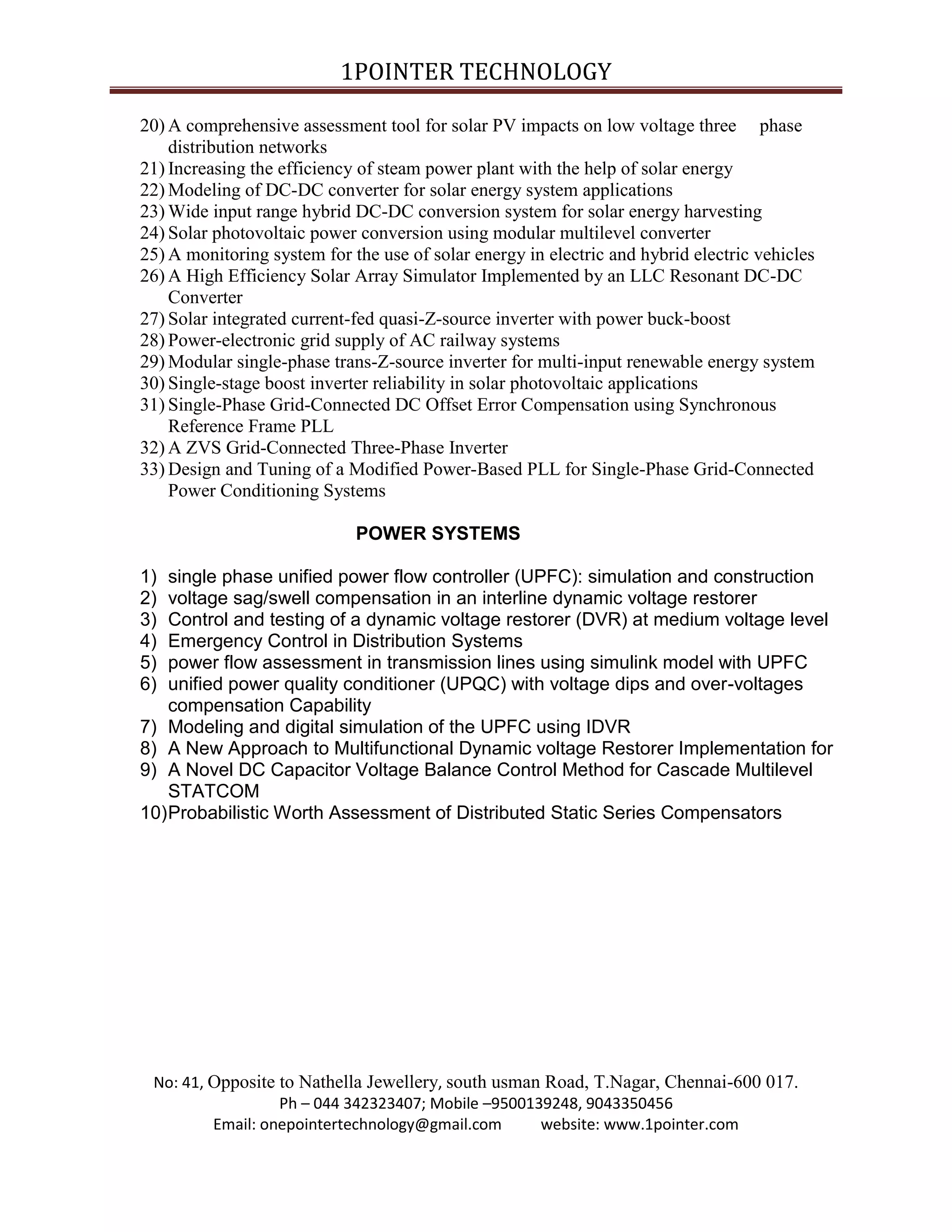 Final year Ieee power electronics project titles 2013 2014 | DOCX