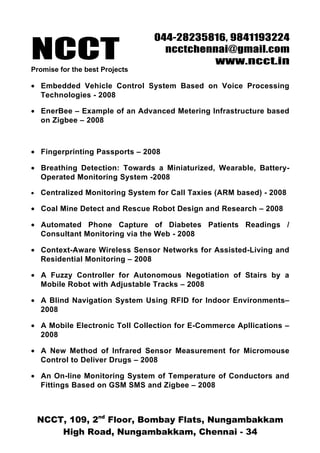 Ieee Embedded Ieee Project Titles, 2009 2010 Ncct Final Year Projects | PDF