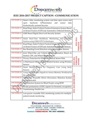 Ieee embedded system project list in trichy | PDF
