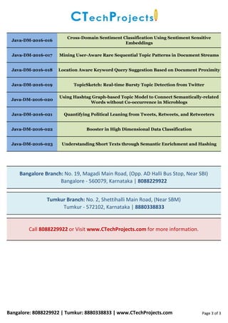 IEEE Final Year Project Titles 2016-17 - Java - Data Mining | PDF
