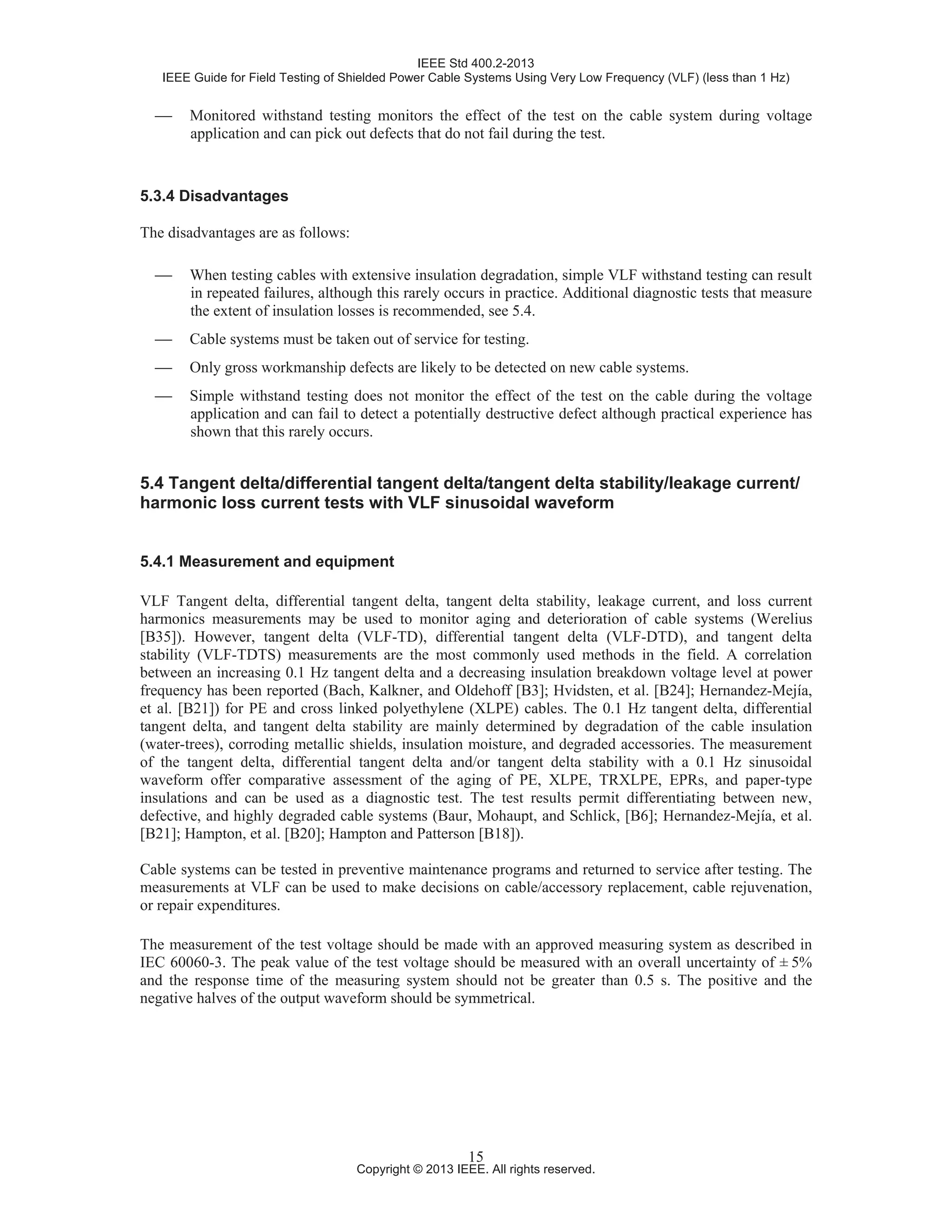 IEEE Guide for Field Testing of Shielded Power Cable (IEEE 400.2 2013 ...