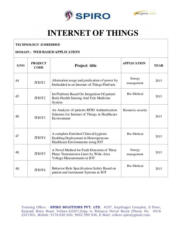 IEEE IOT PROJECT TITLE 2015-16