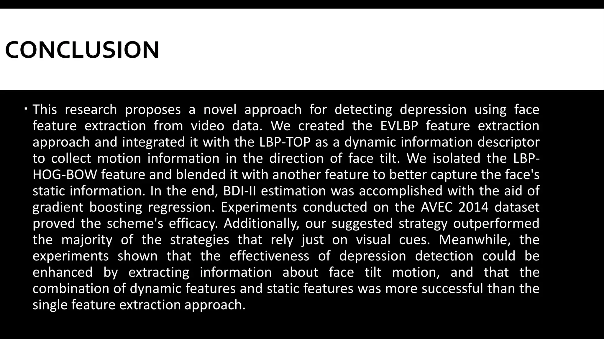 Diagnostic Criteria for Depression Based on Both Static and Dynamic Visual Features | PPT