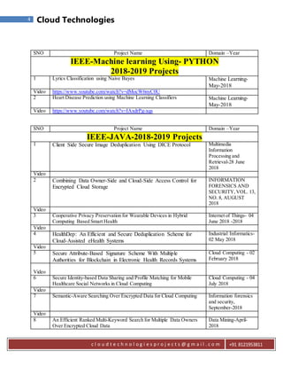 IEEE 2018 Java Projects | B-Tech Major Projects | M-Tech Major Projects | Machine Learning ...