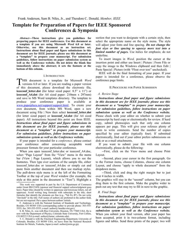 IEEE word template | DOC | Desktop Publishing | Computer Software and ...