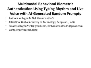 IEEE_MBBA_multimodal biometric authentication Presentation.pptx