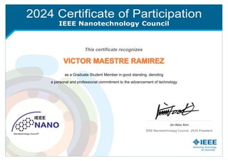 IEEE Nanotechnology 2024 Member Certificate | PDF