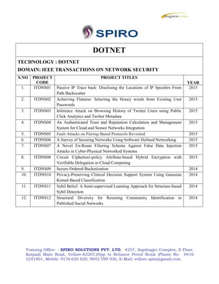 IEEE NETWORKING PROJECT TITLE 2015-16 | PDF