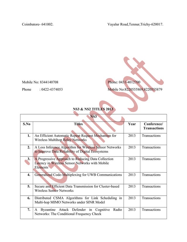 IEEE NS2 & NS3 Titles | PDF