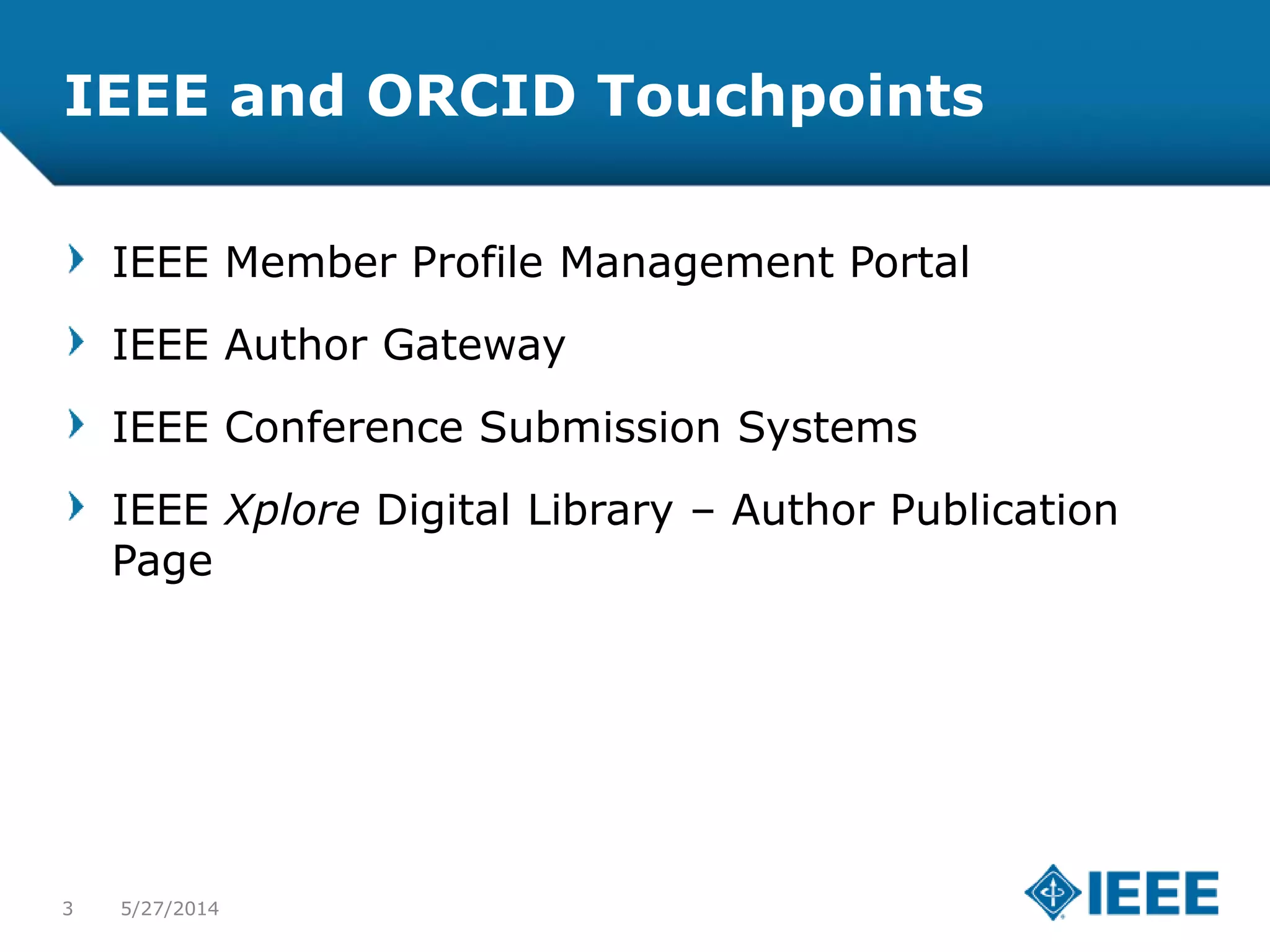 IEEE and ORCID Implementation | PPTX