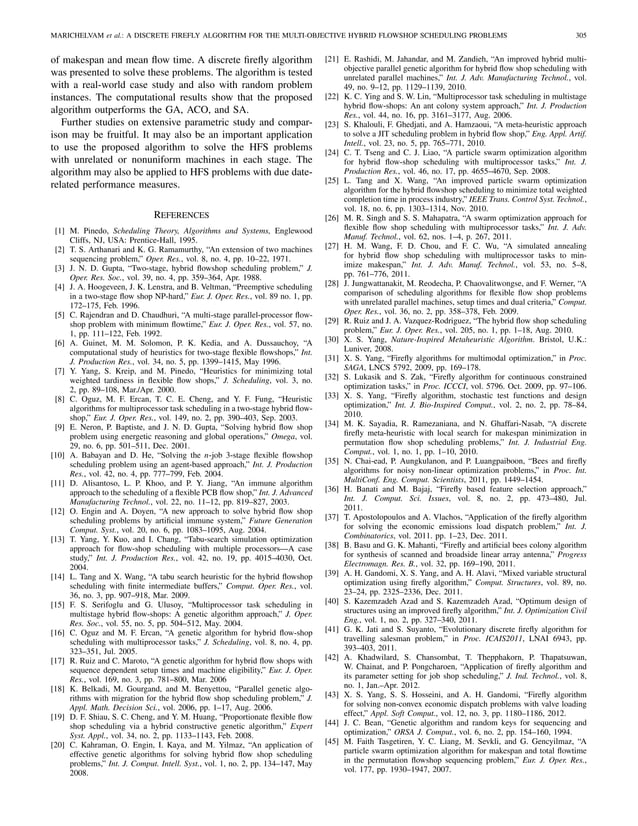 A Discrete Firefly Algorithm for the Multi-Objective Hybrid Flowshop Scheduling Problems | PDF
