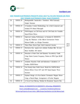 Ieee power electrincs projects 2016 2017 titles mtech | DOCX