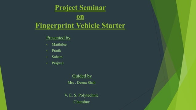 FINGERPRINT BASED VEHICLE STARTER . USING AURDINO | PPTX | Auto ...